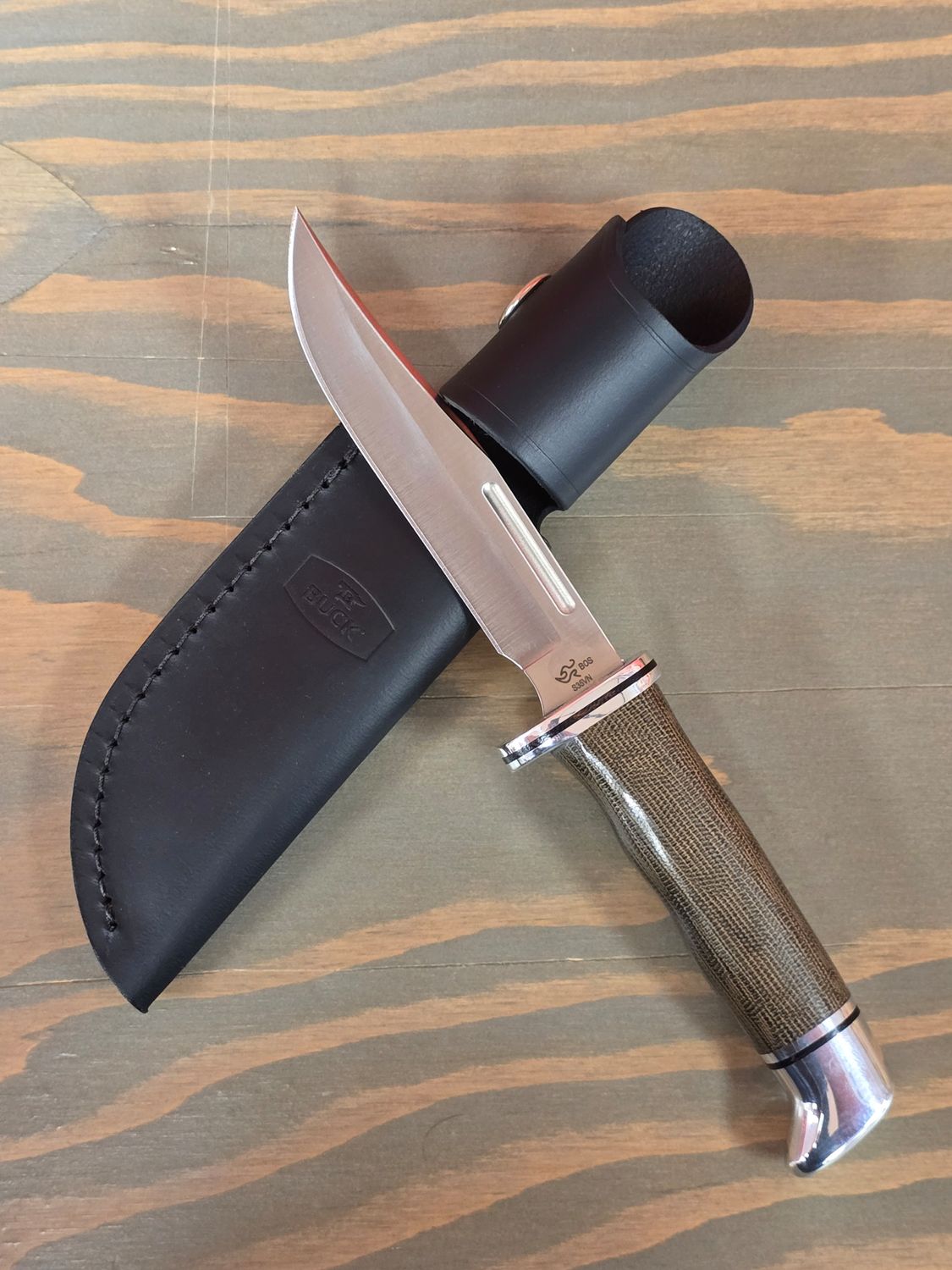 Buck 117 Brahma Pro 4.5" Fixed Blade / Green Micarta / Satin CPM S35VN