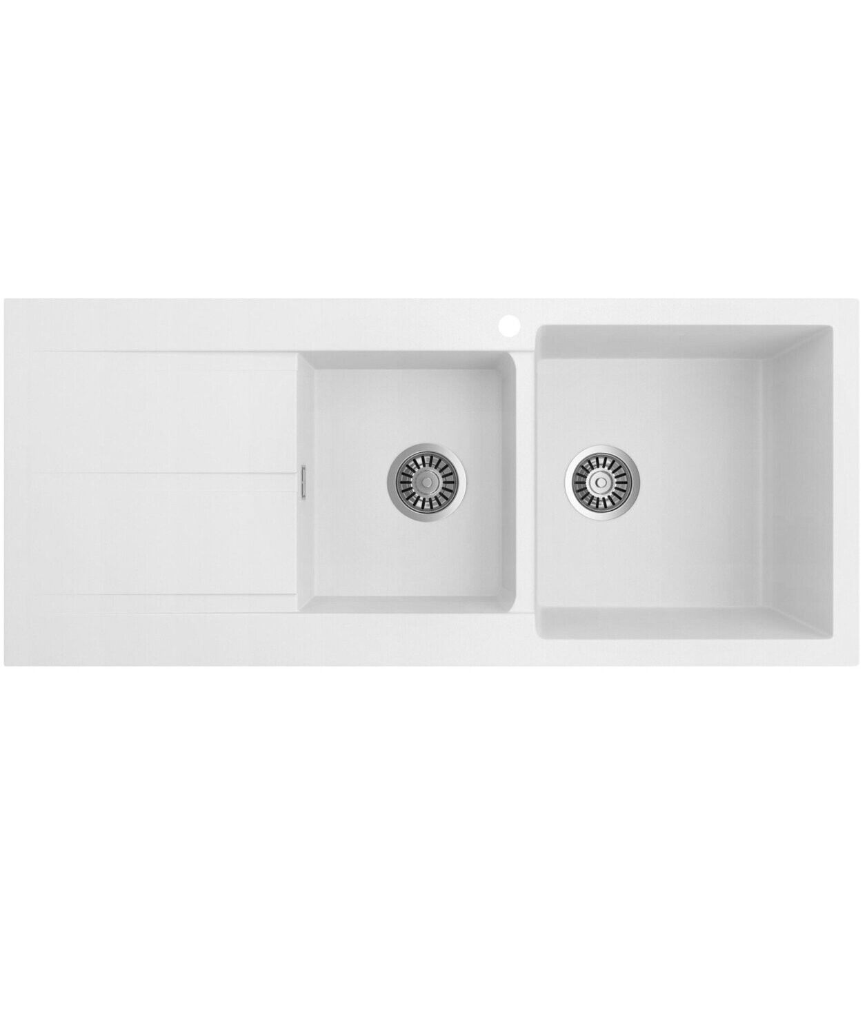 Oros 1160 Right Hand One And Three Quarter Bowl White Sink With Drainer oros-1160-right-hand-one-and-three-quarter-bowl-white-sink-with-drainer