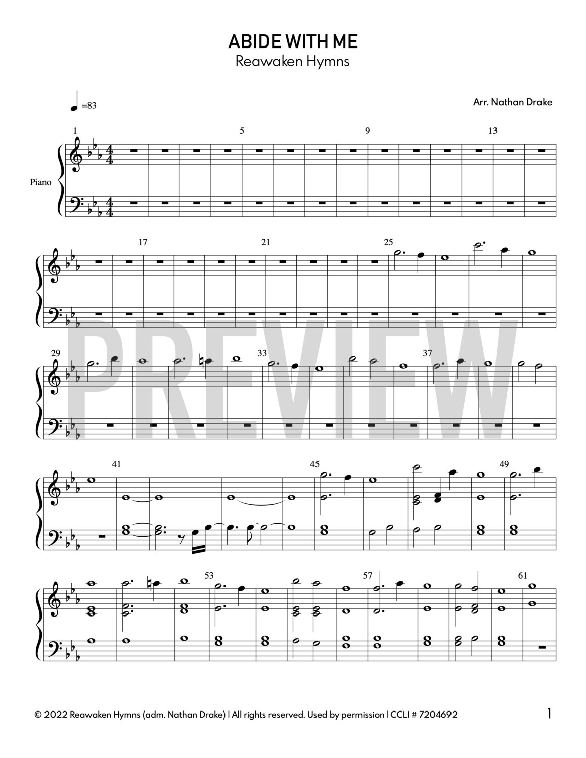 Abide With Me - Piano Sheet Music