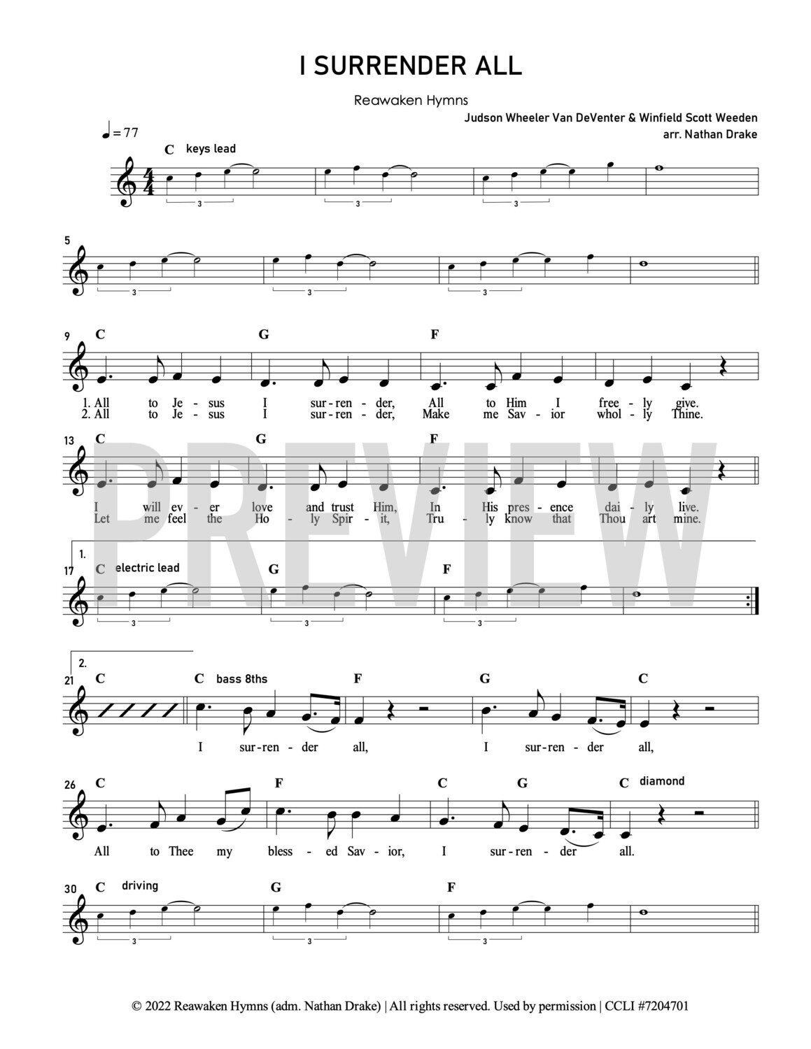 I Surrender All - Lead Sheet