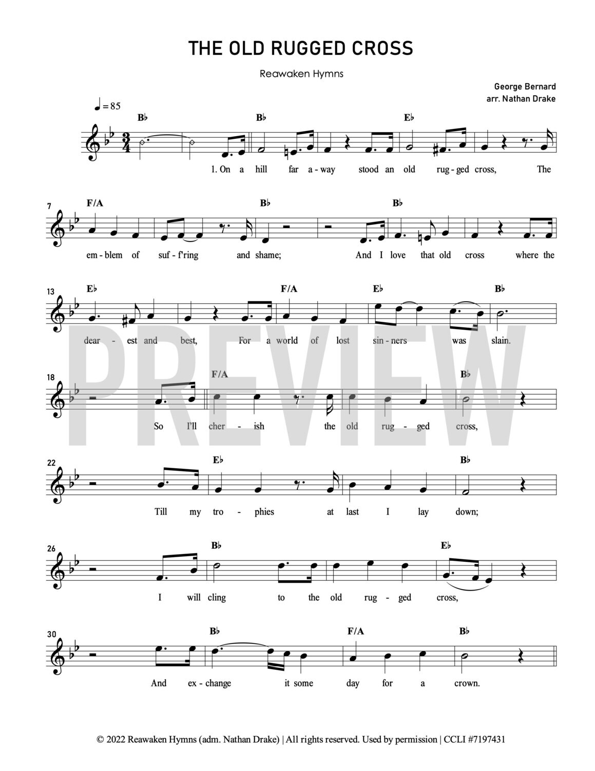 The Old Rugged Cross - Lead Sheet