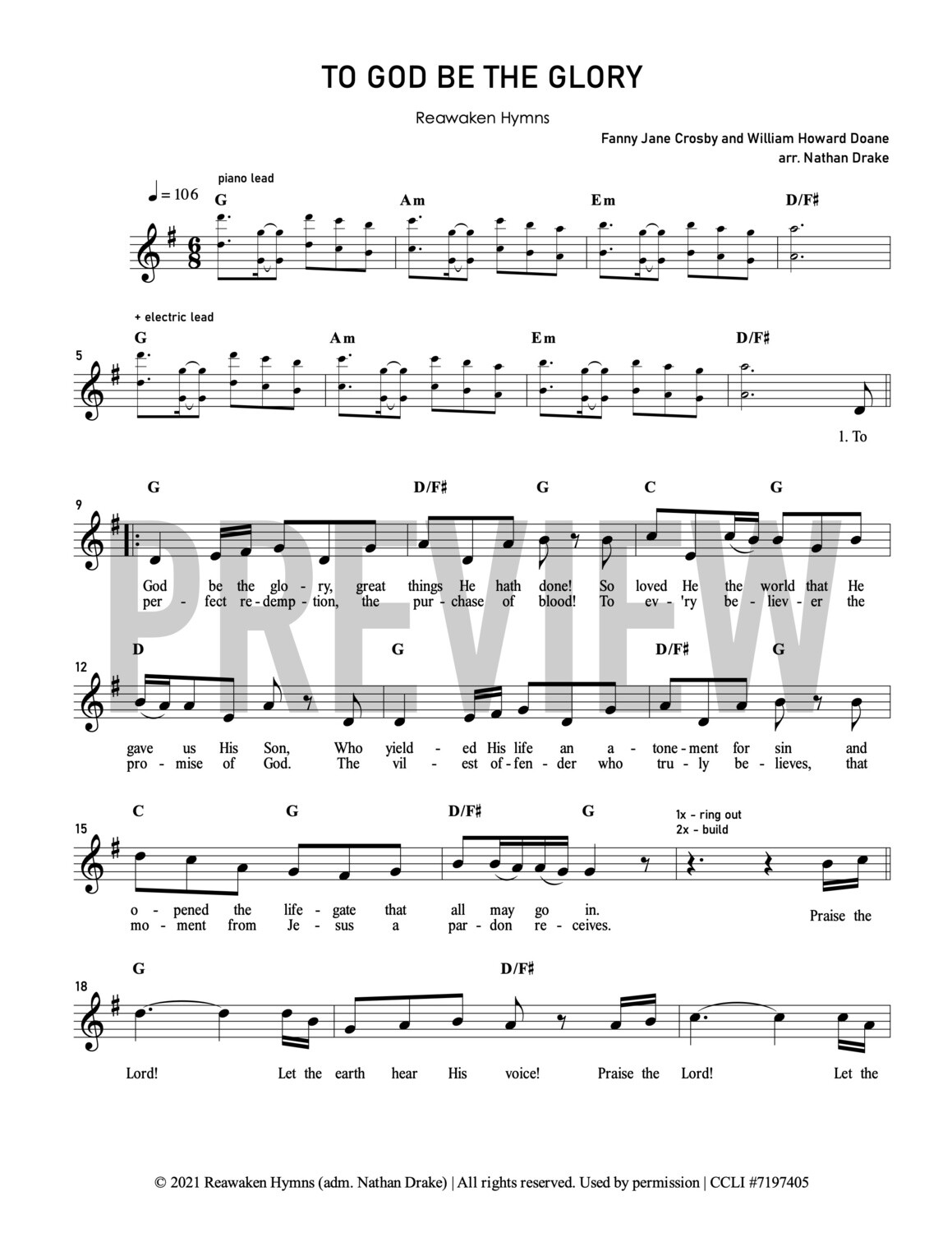 To God Be the Glory - Lead Sheet