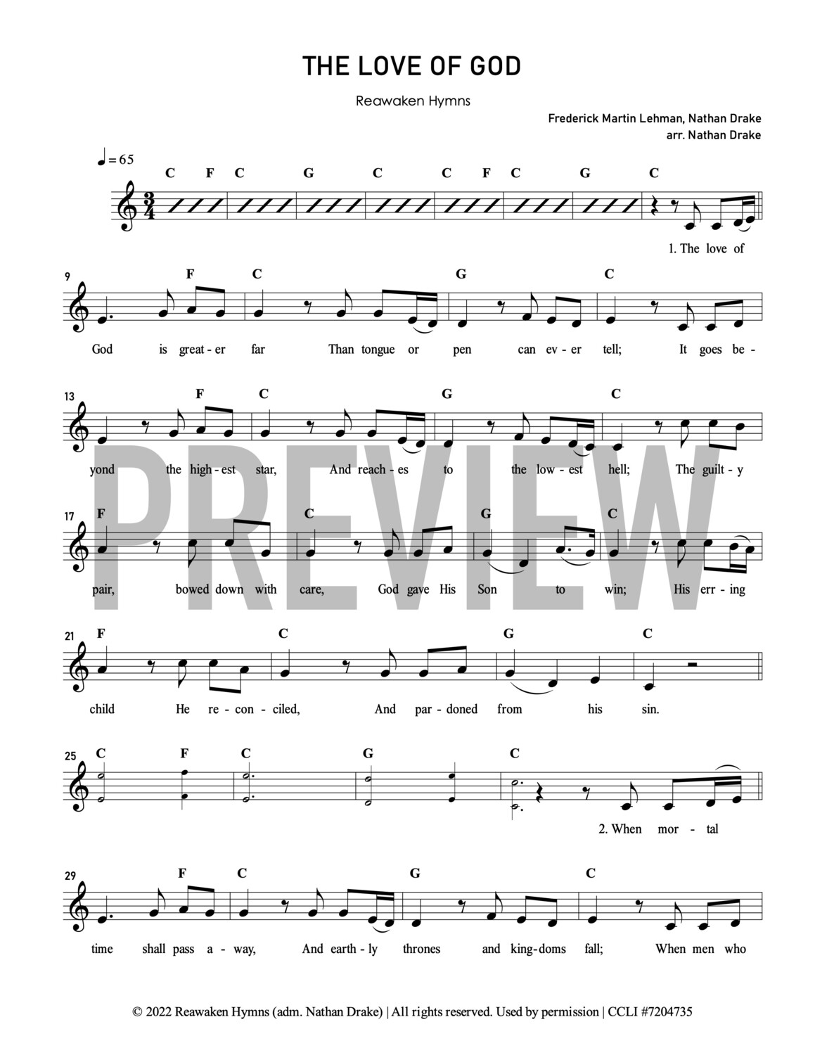 The Love of God - Lead Sheet