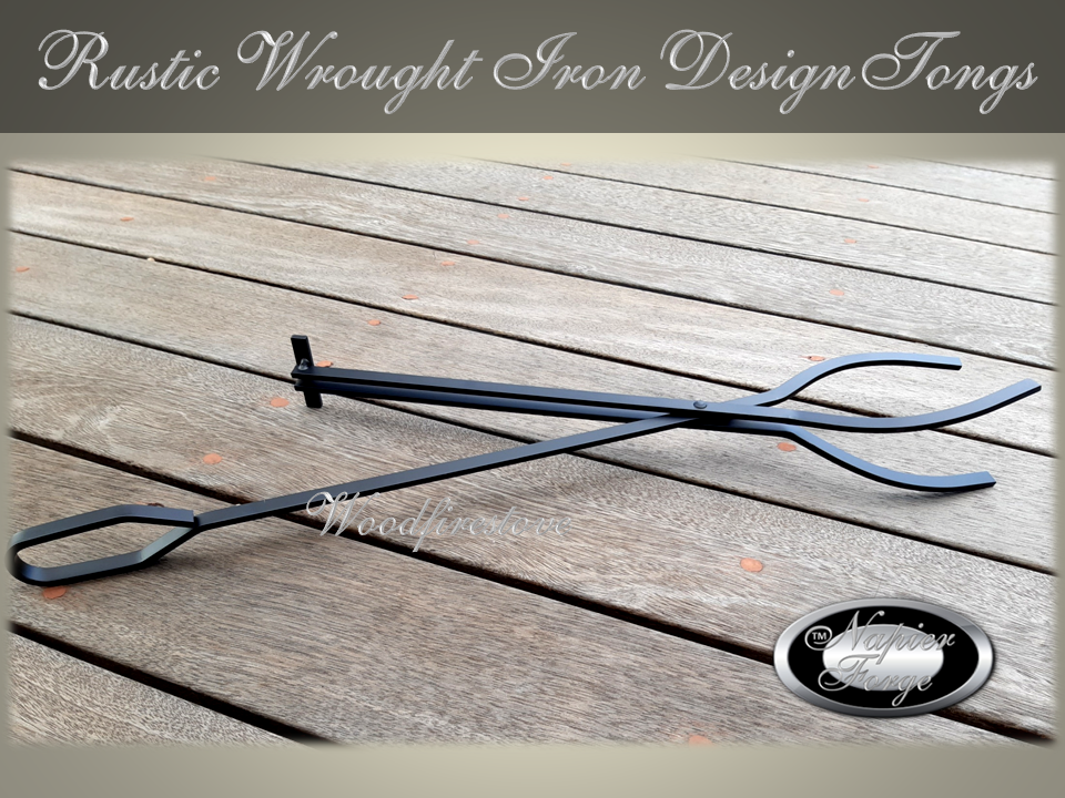 RUSTIC Fireplace LOG GRABBER / TONGS Wrought Iron Design - Products ...