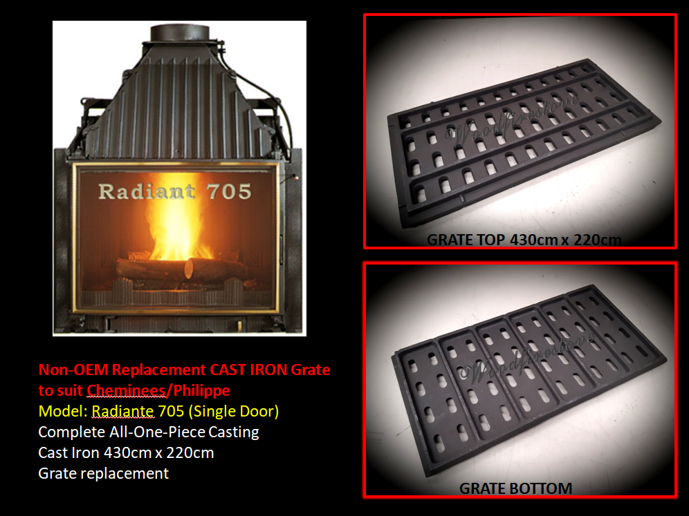 Cheminees Philippe Radiant #705 CAST IRON Grate - replacement to suit ...