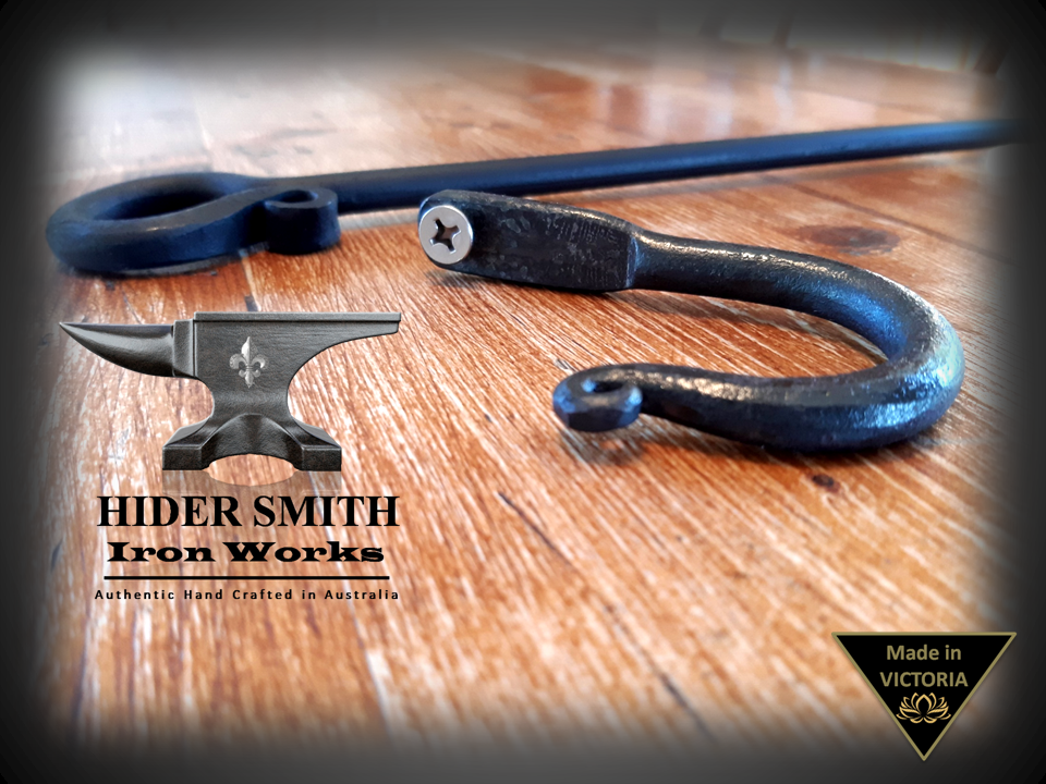 Sebire AUTHENTIC HAND MADE FIREPLACE TOOL WALL HOOK Wrought Iron ...