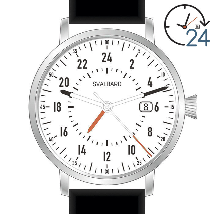 Buy 24 hour dual time watch Svalbard Evertime AA54