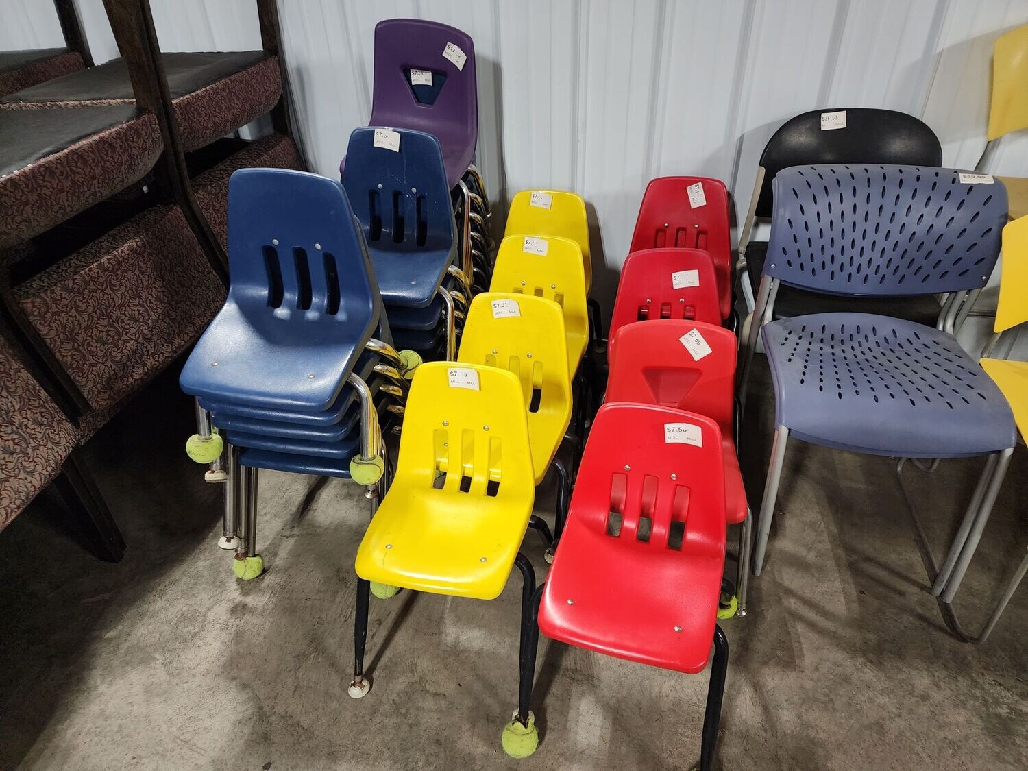 Assortment of Elementary Sized Student Chairs