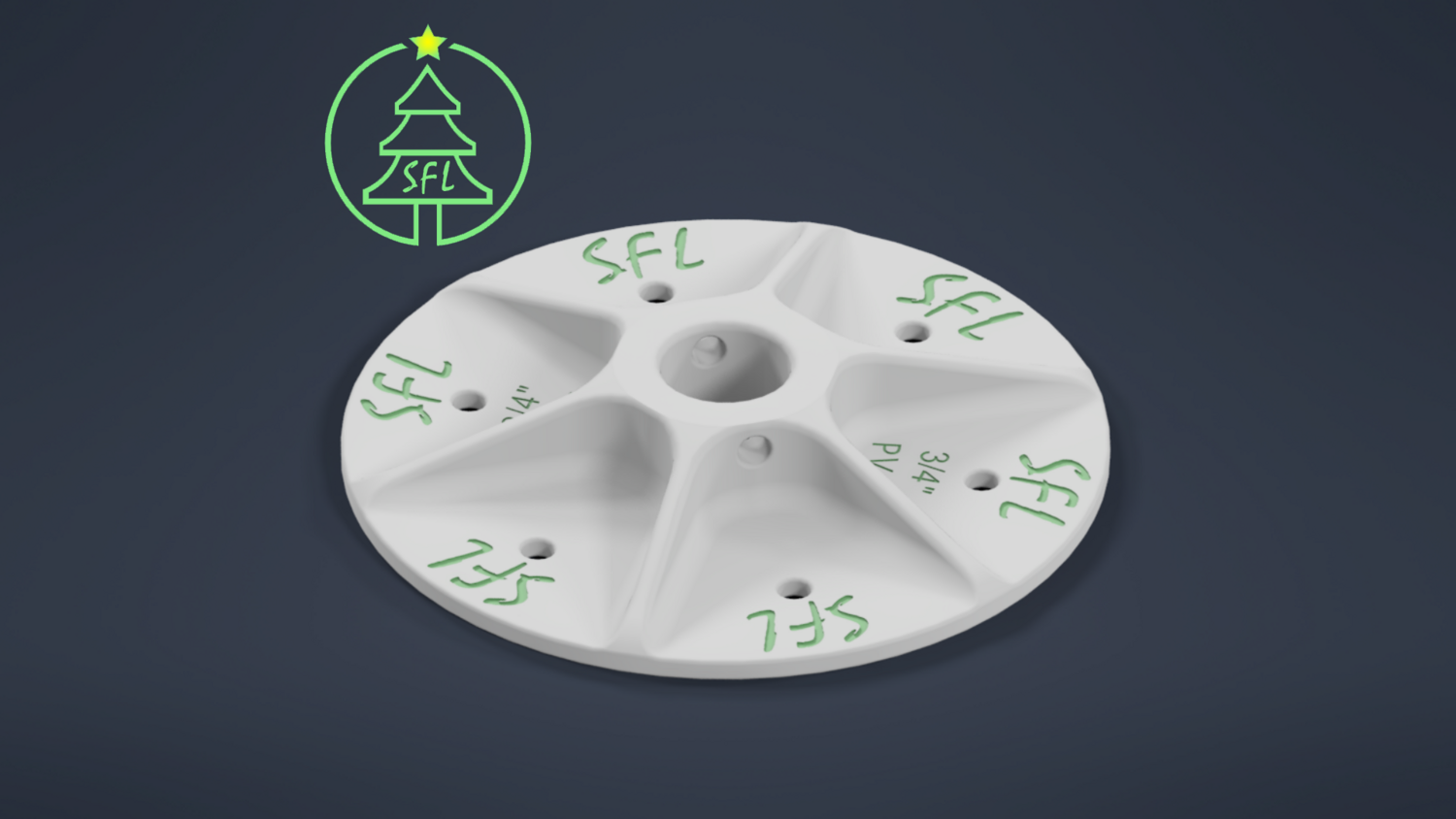 STL File - 8" Seed Pixel Topper - 3/4" PVC Mounting Base