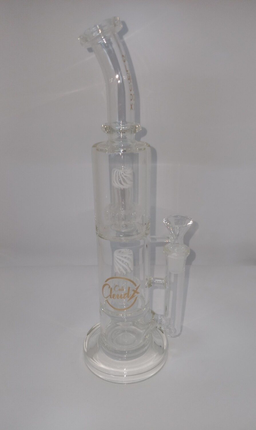 Cali Cloud X White Swirl Double Perk Water Pipe