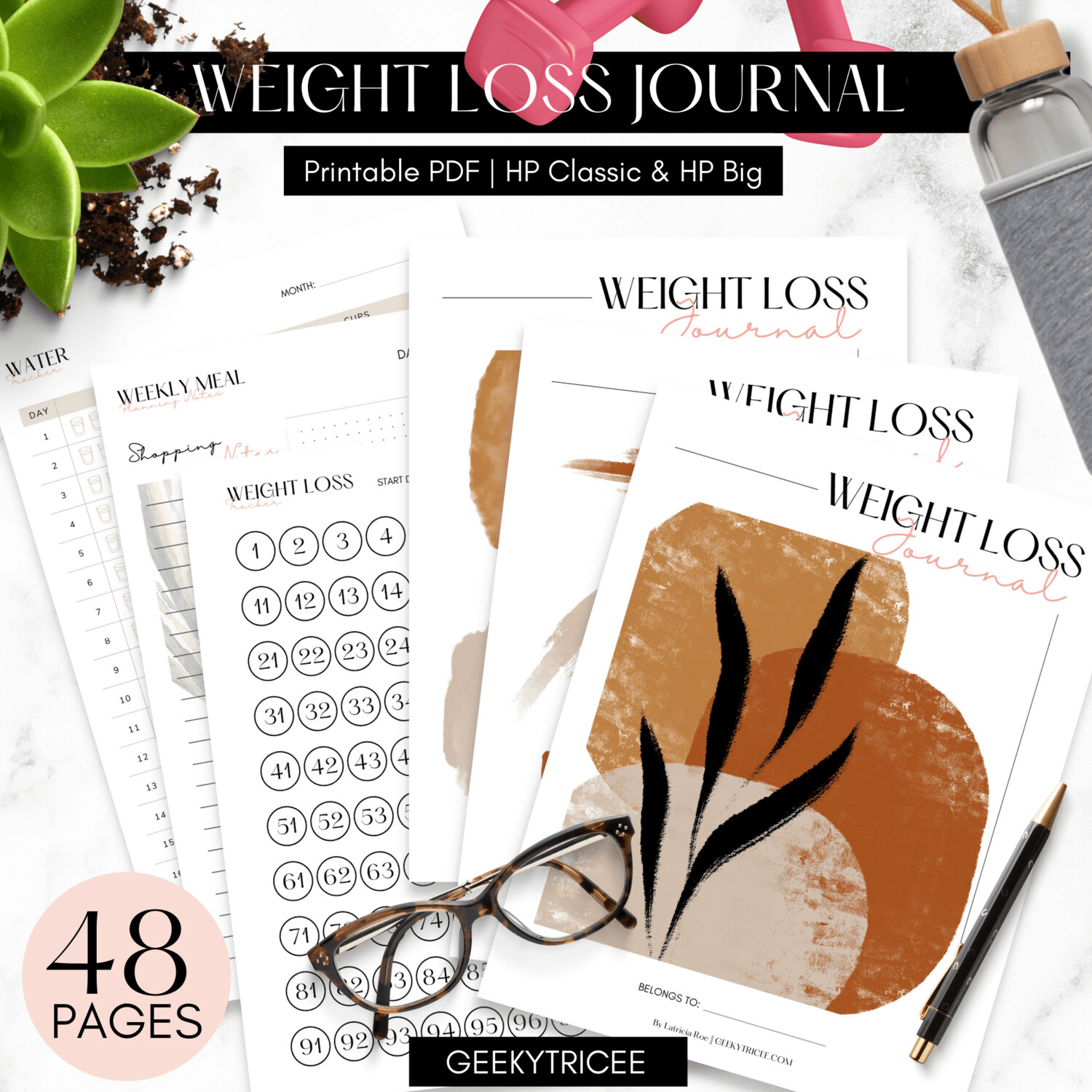 Weight Loss Journal & Planner Printable | HP Classic & Big – Weight ...