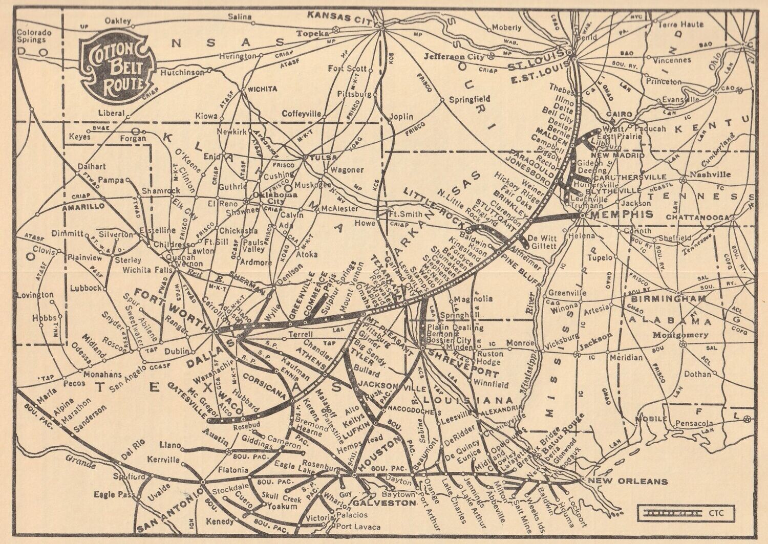 St. Louis Southwestern Railway map 1972