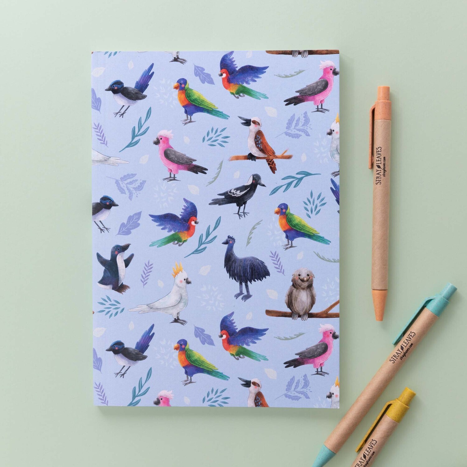 Australian birds recycled A5 notebook