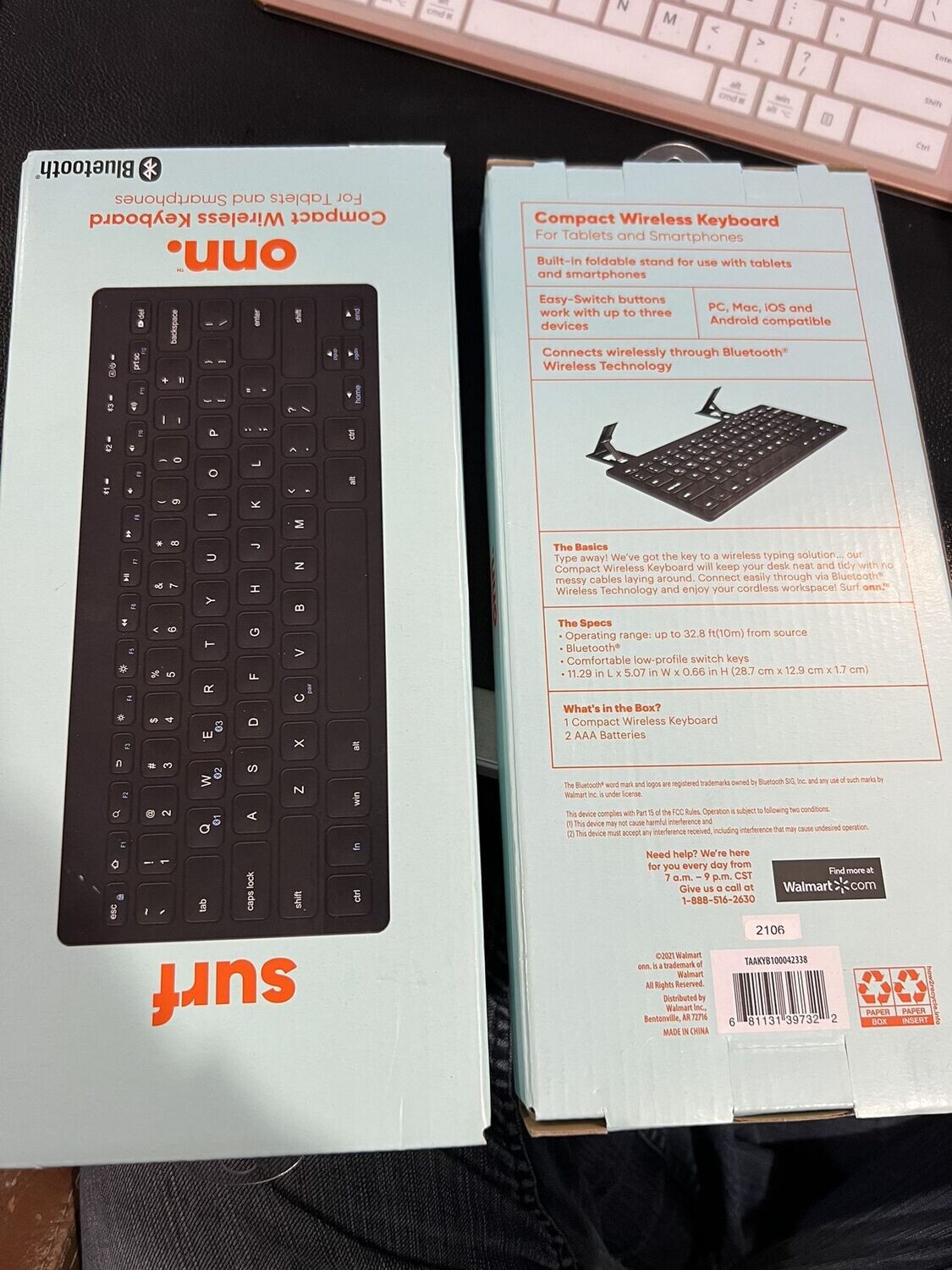 ONN Compact Wireless Keyboard Bluetooth PC Mac iOS Android Compatible