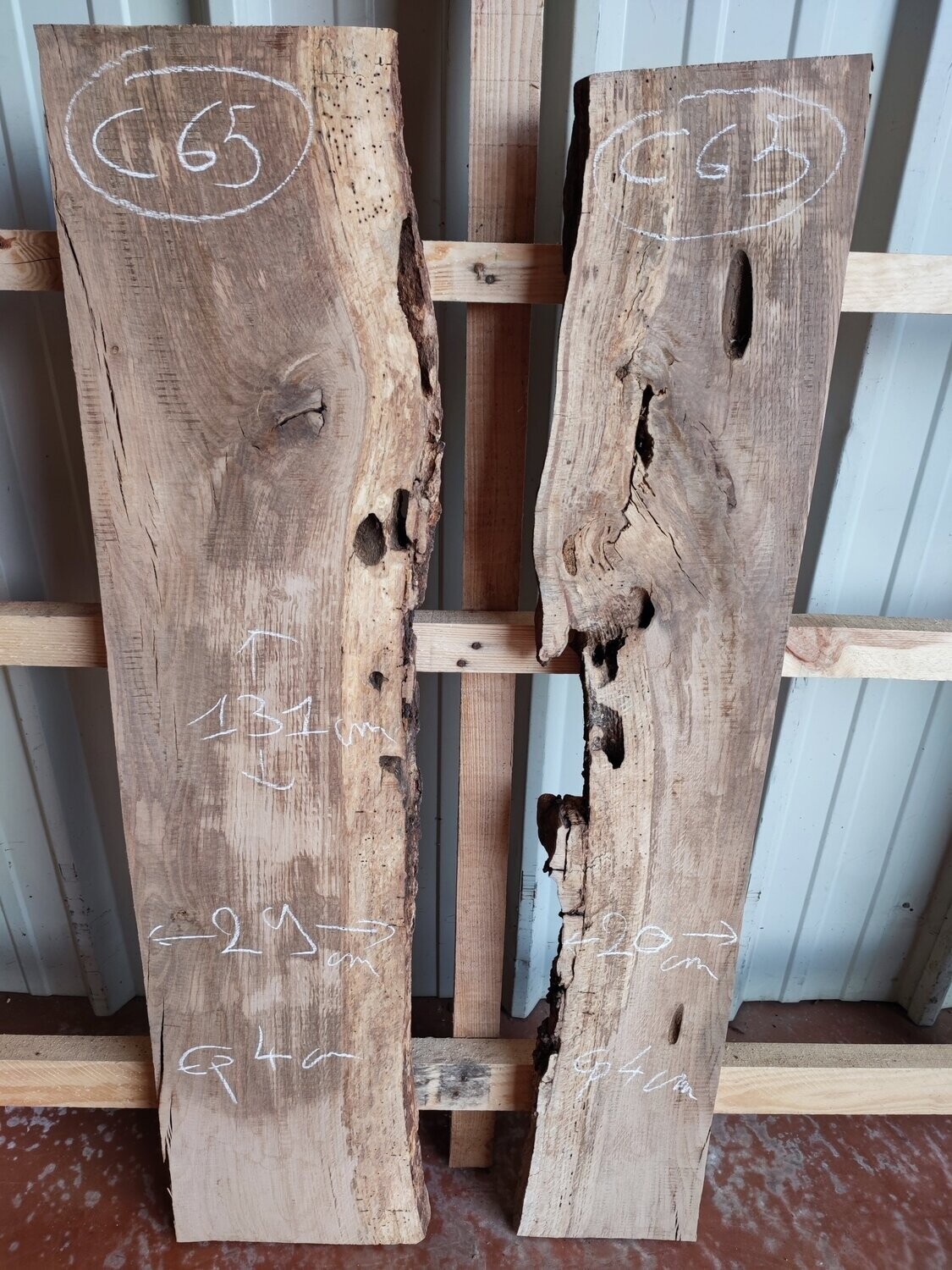 Set de 2 plateaux de chêne pour table rivière