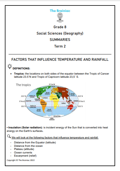 Gr 8 SS (Geography) Summaries - Term 2