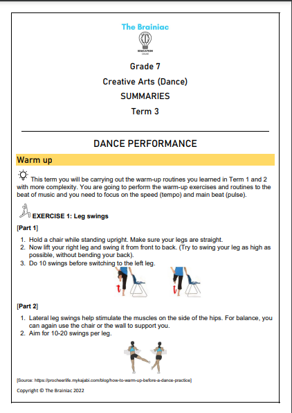 Gr 7 Dance Summaries - Term 3