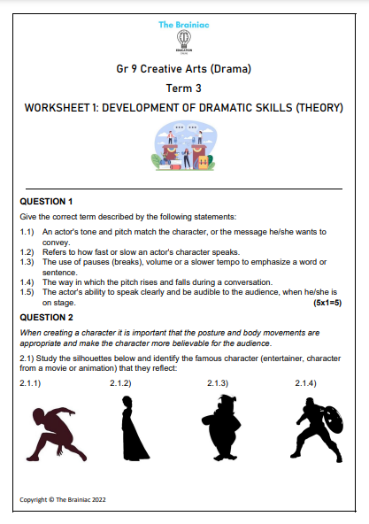 Gr 9 Drama Worksheets - Term 3