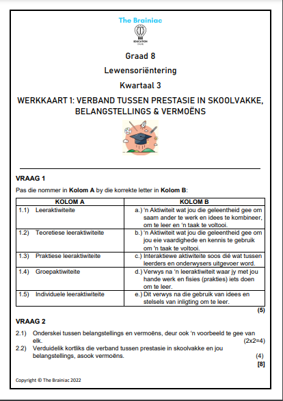 Gr 8 LO Werkkaarte - Kwartaal 3