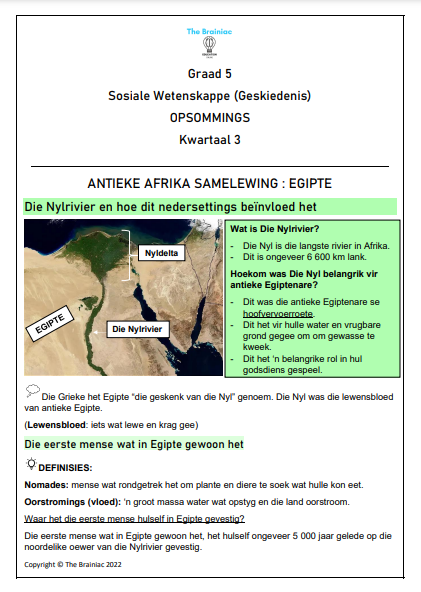 Gr 5 SW (Geskiedenis) Opsommings - Kwartaal 3