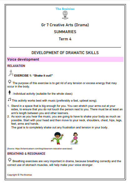 Gr 7 Drama Summaries - Term 4