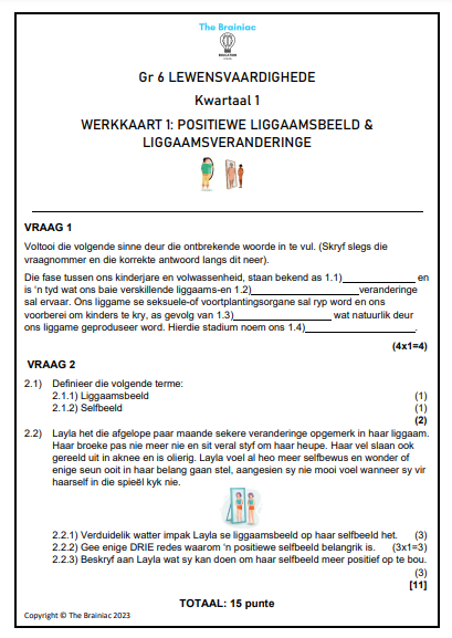Gr 6 PSW Werkkaarte - Kwartaal 1