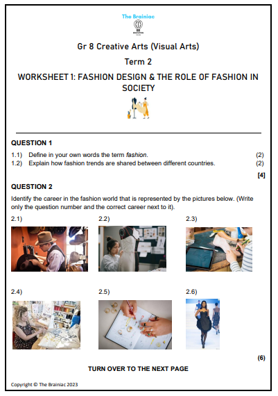 Gr 8 Visual Arts Worksheets - Term 2