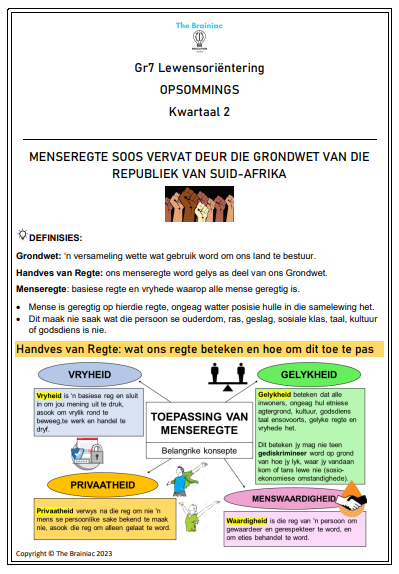 Gr 7 LO Opsommings - Kwartaal 2
