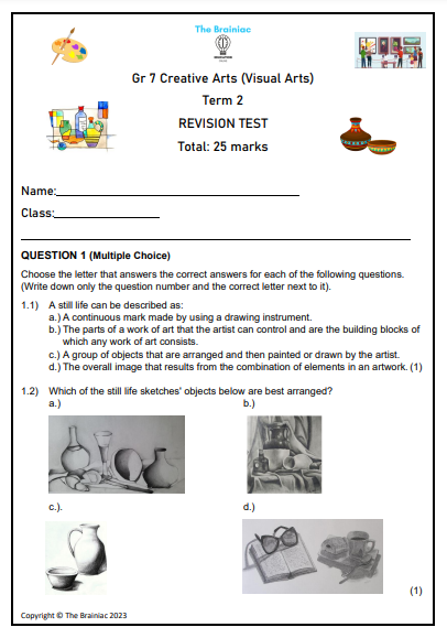 Gr 7 Visual Arts Revision Test - Term 2
