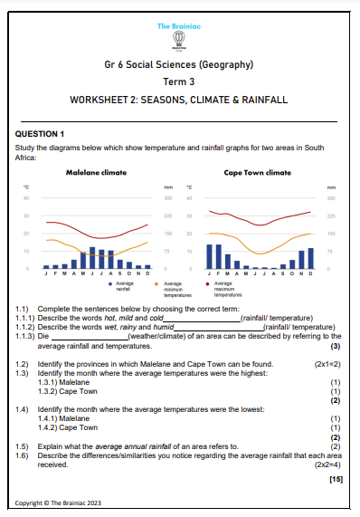 Gr 6 SS (Geography) Worksheets - Term 3