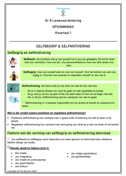 Gr 8 LO Opsommings - Kwartaal 1