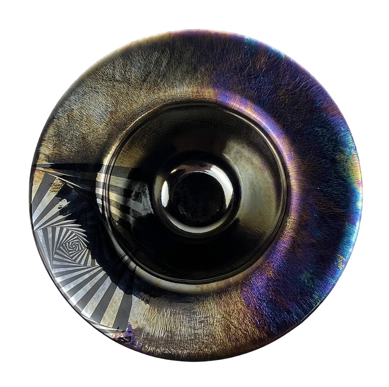 9" Iridescent Deep Glass Bowl with Spiral Design | Store | Handworks ...