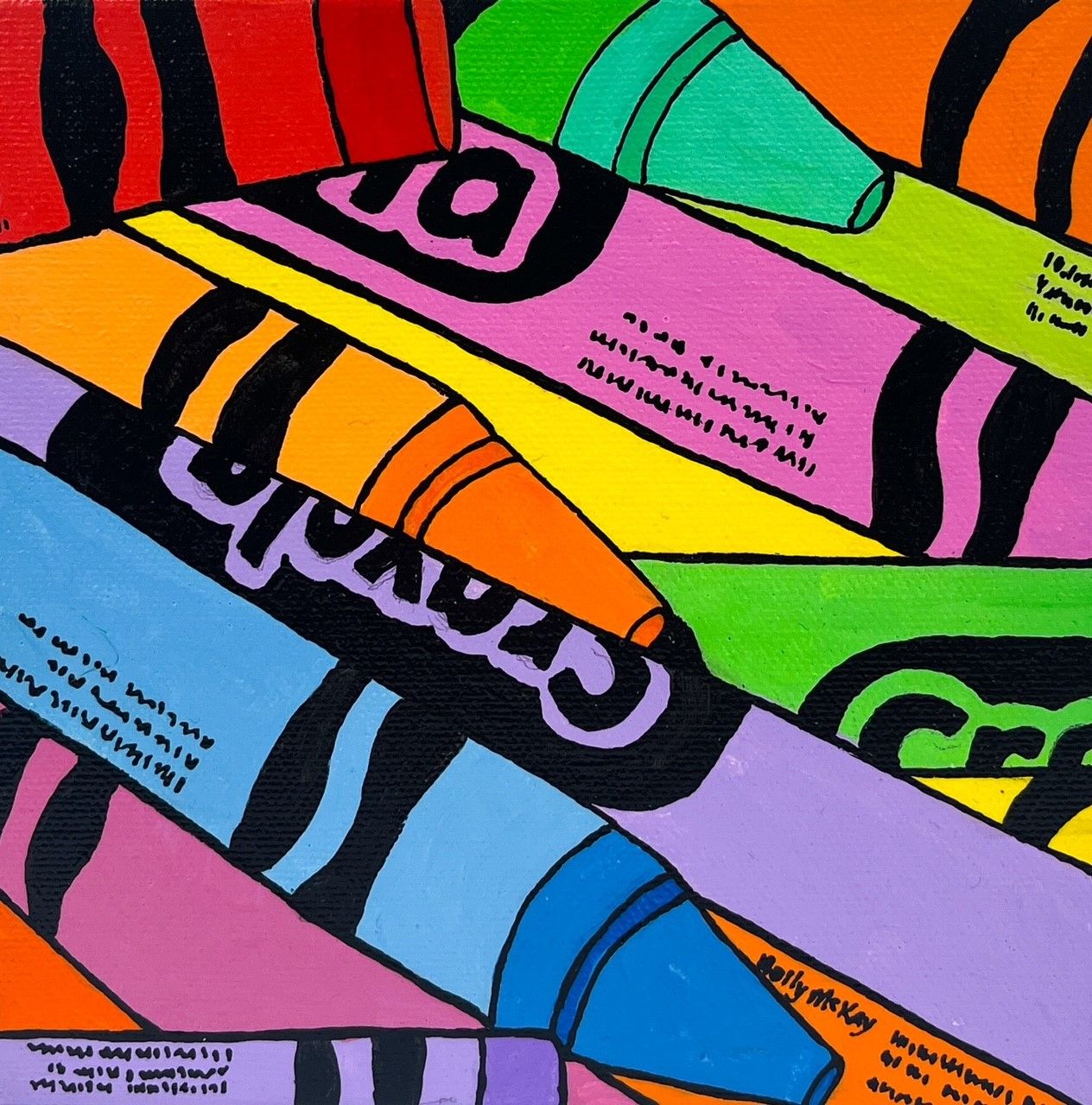 "Crayola Crayons" 6x6" Acrylic Painting | Store | Handworks Gallery