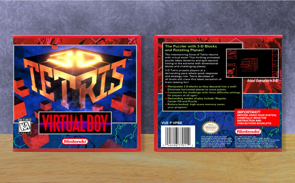 3-D Tetris - Virtual Boy Case