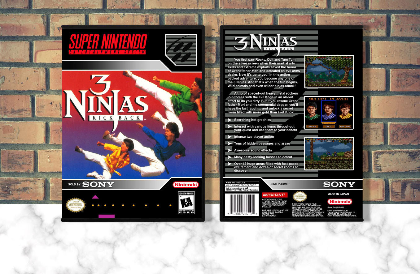 3 Ninjas Kick Back - SNES Video Game Case