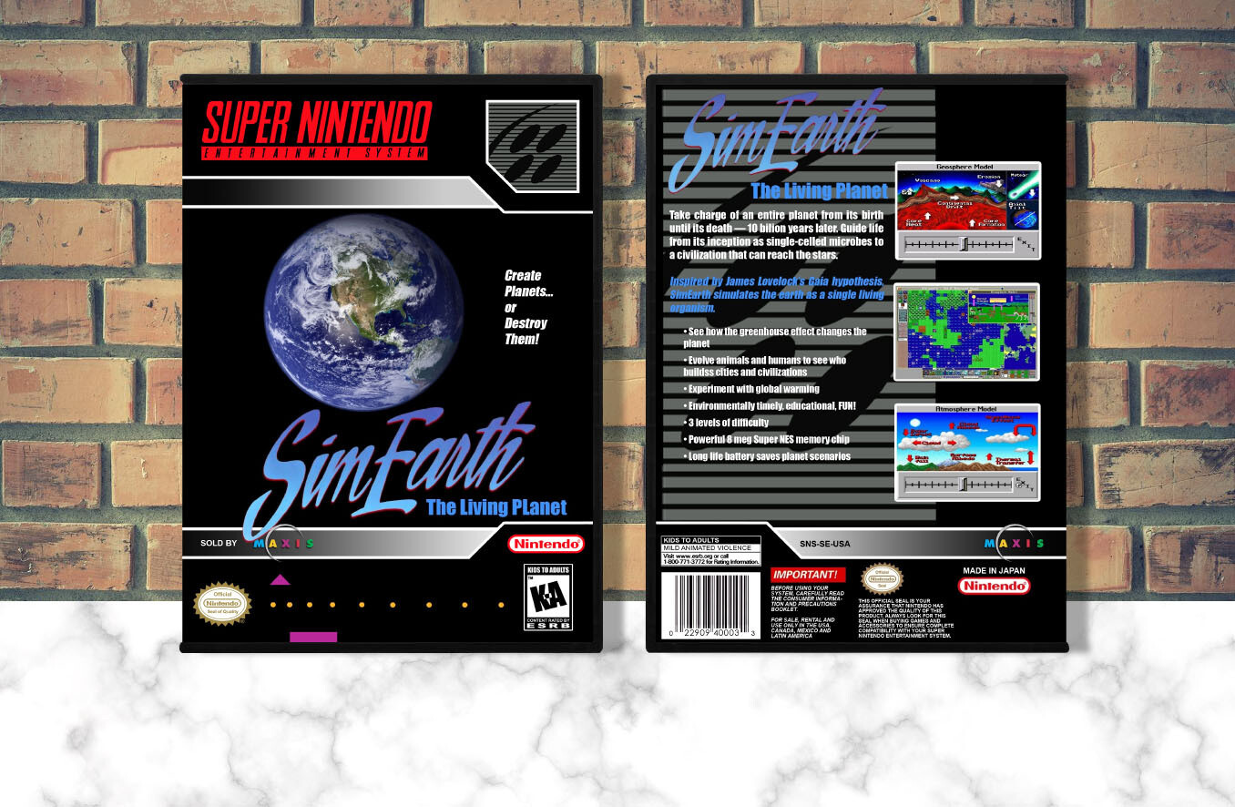 SimEarth: The Living Planet - SNES Video Game Case