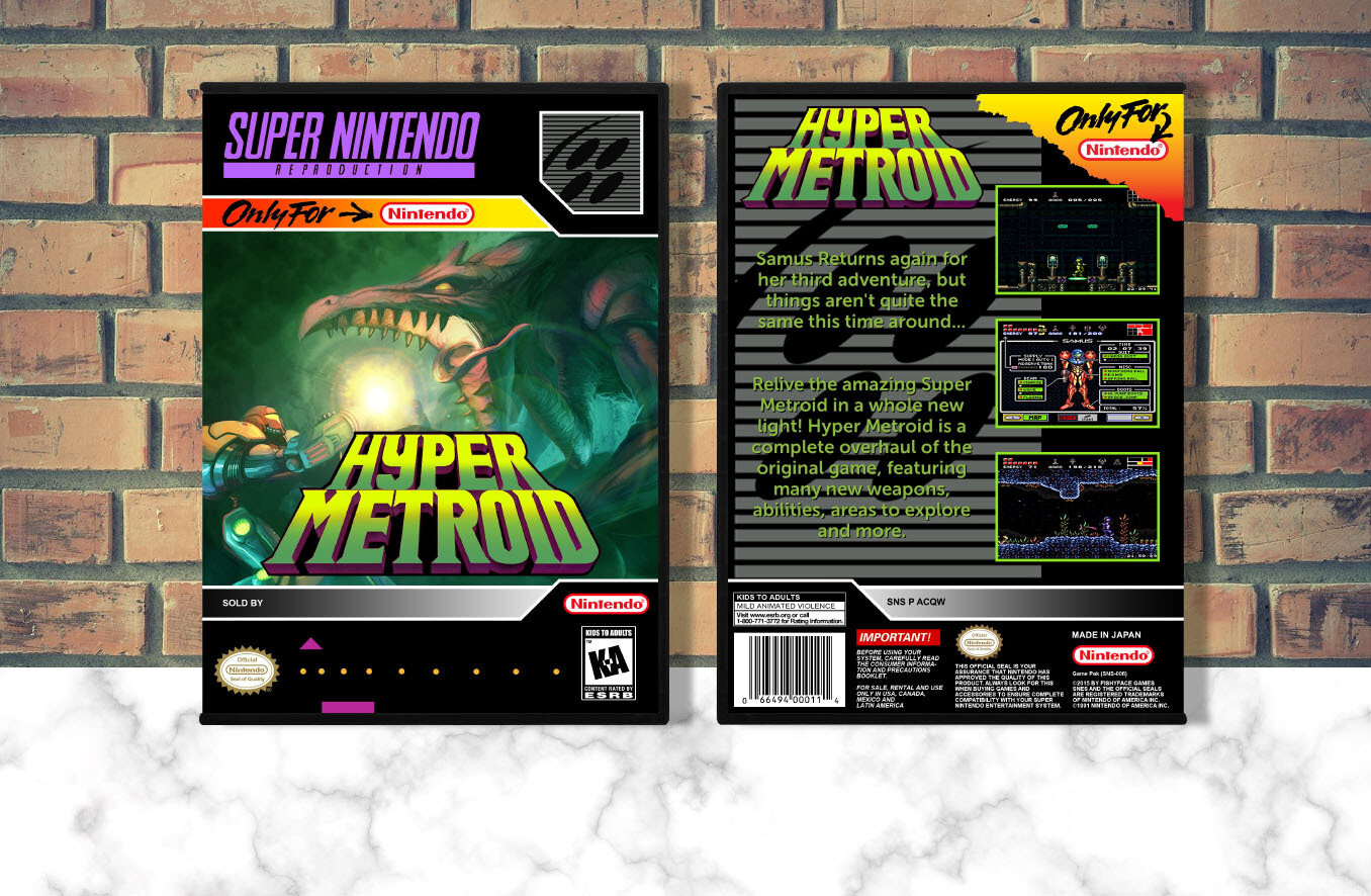 Hyper Metroid (Repro Spine) - SNES Video Game Case