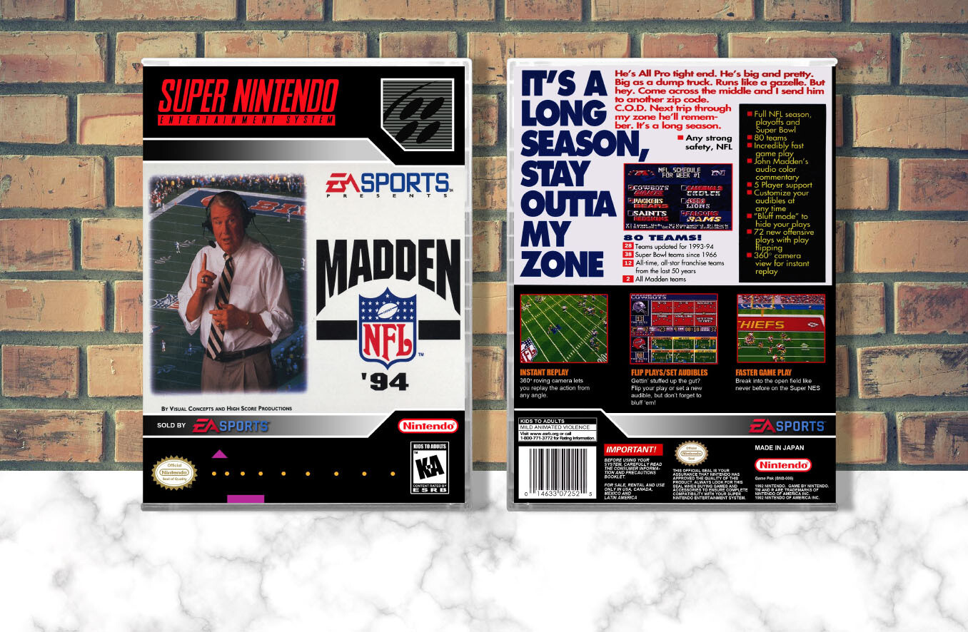 Madden NFL '94 - SNES Video Game Case