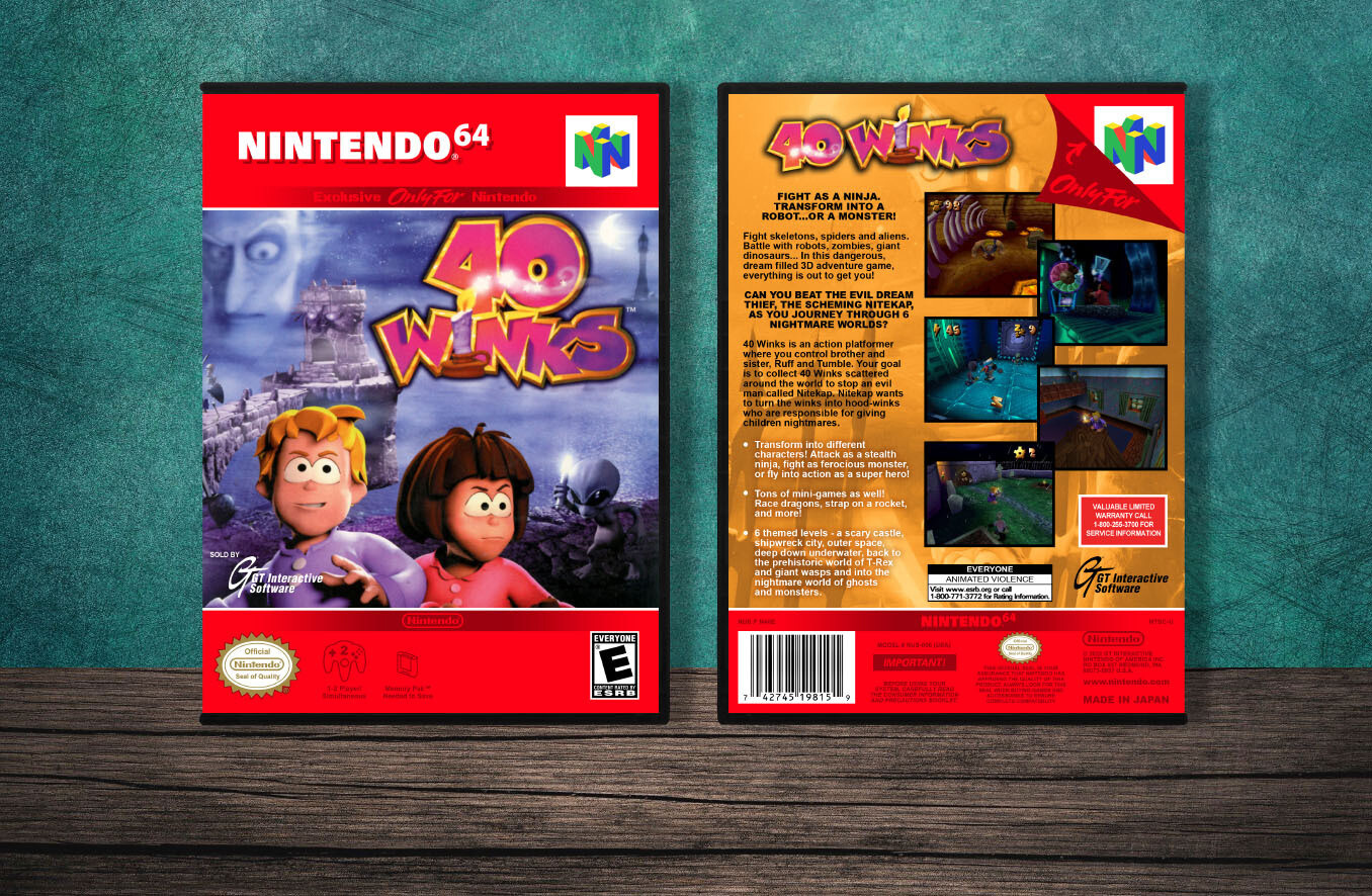 40 Winks - N64 Video Game Case