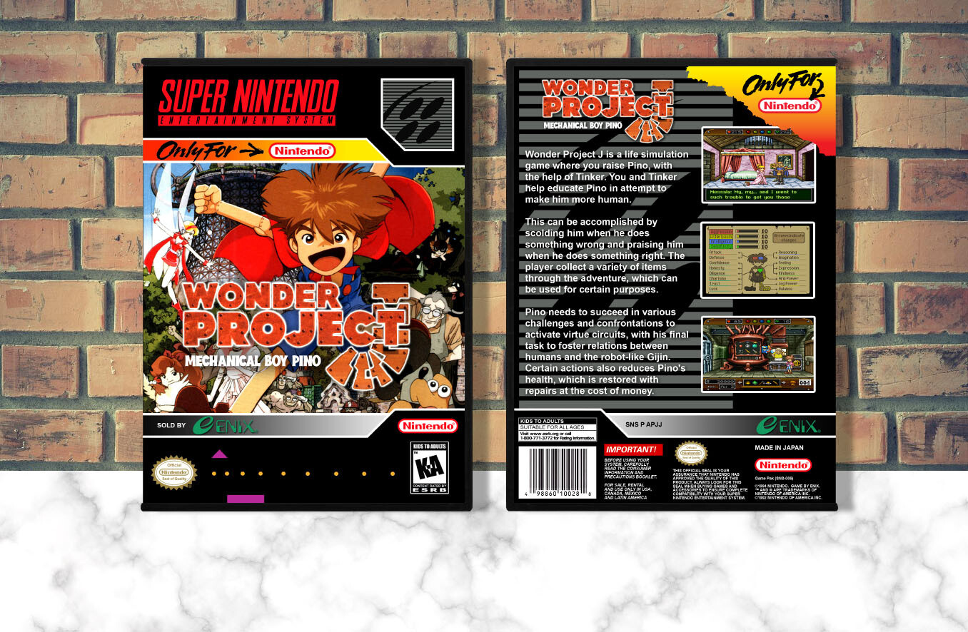 Wonder Project J: Mechanical Boy Pino - SNES Video Game Case