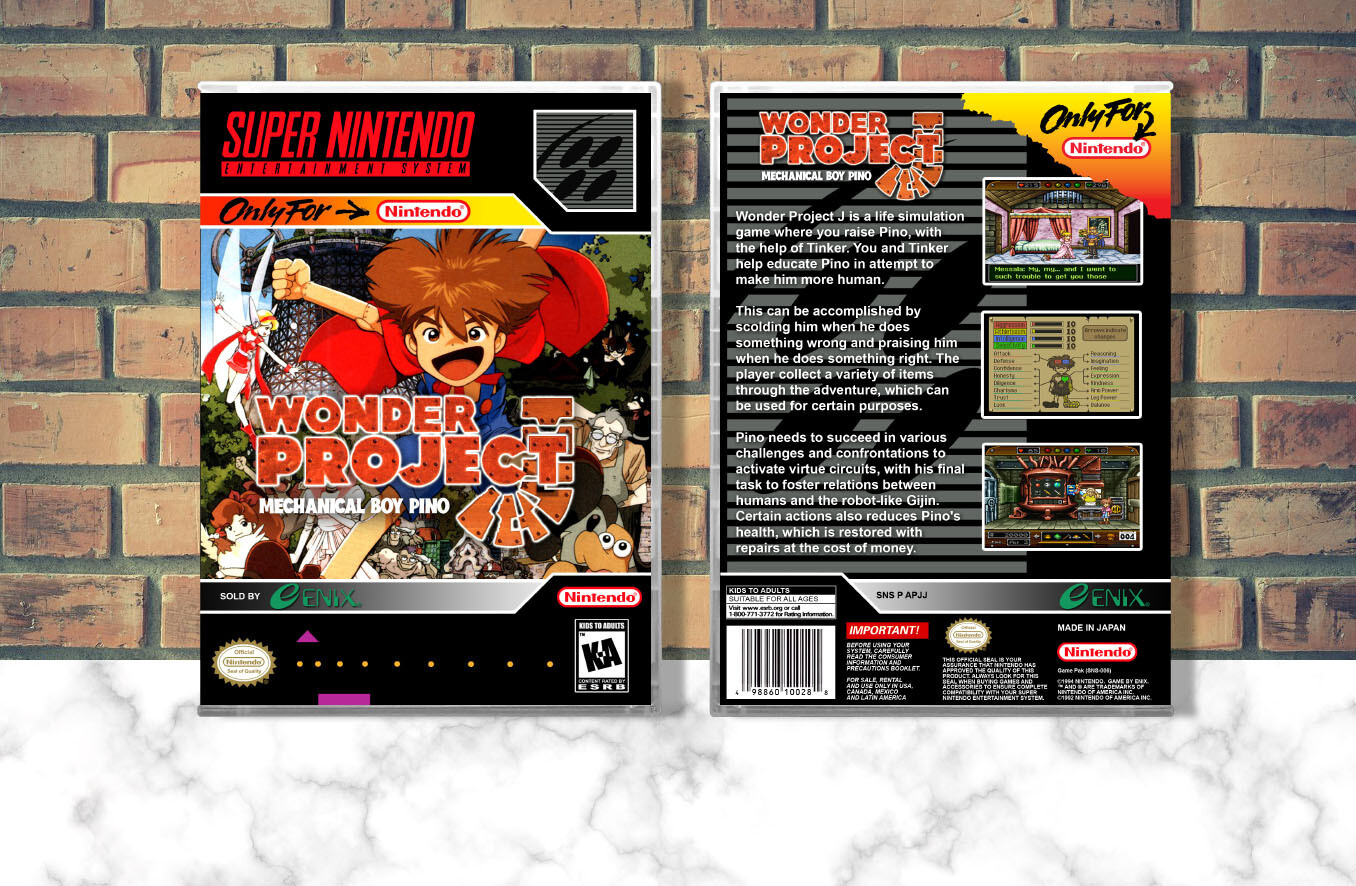 Wonder Project J: Mechanical Boy Pino - SNES Video Game Case