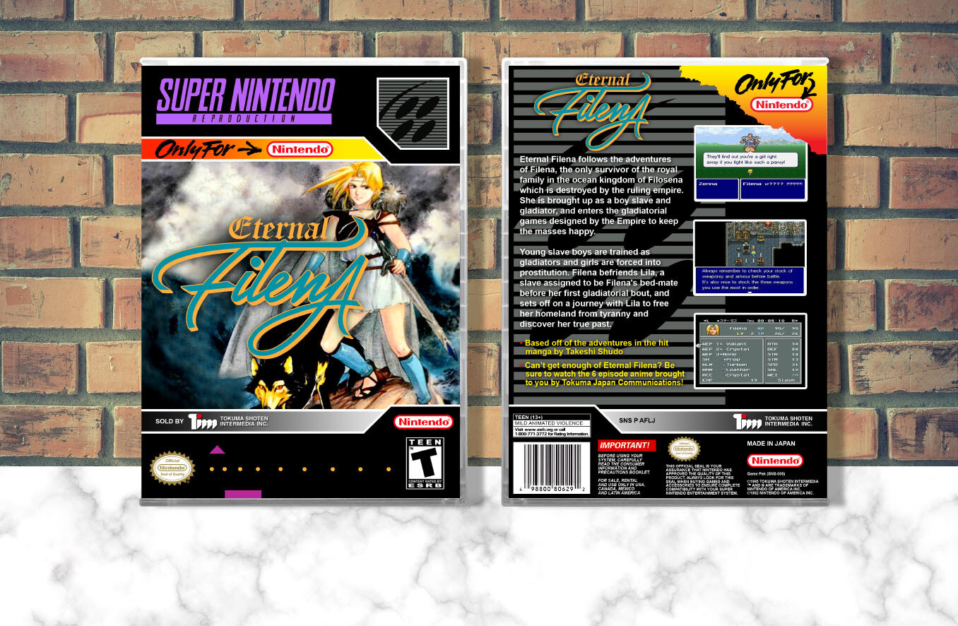 Eternal Filena (Repro Spine) - SNES Video Game Case