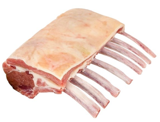 FROZEN LAMB RACK FRENCHED, FAT CAP ON - AUSTRALIA - $3.90 PER 100 GMS
