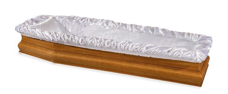 Interior de ataúd de cartón en blanco satinado pulido modelo "Iride"