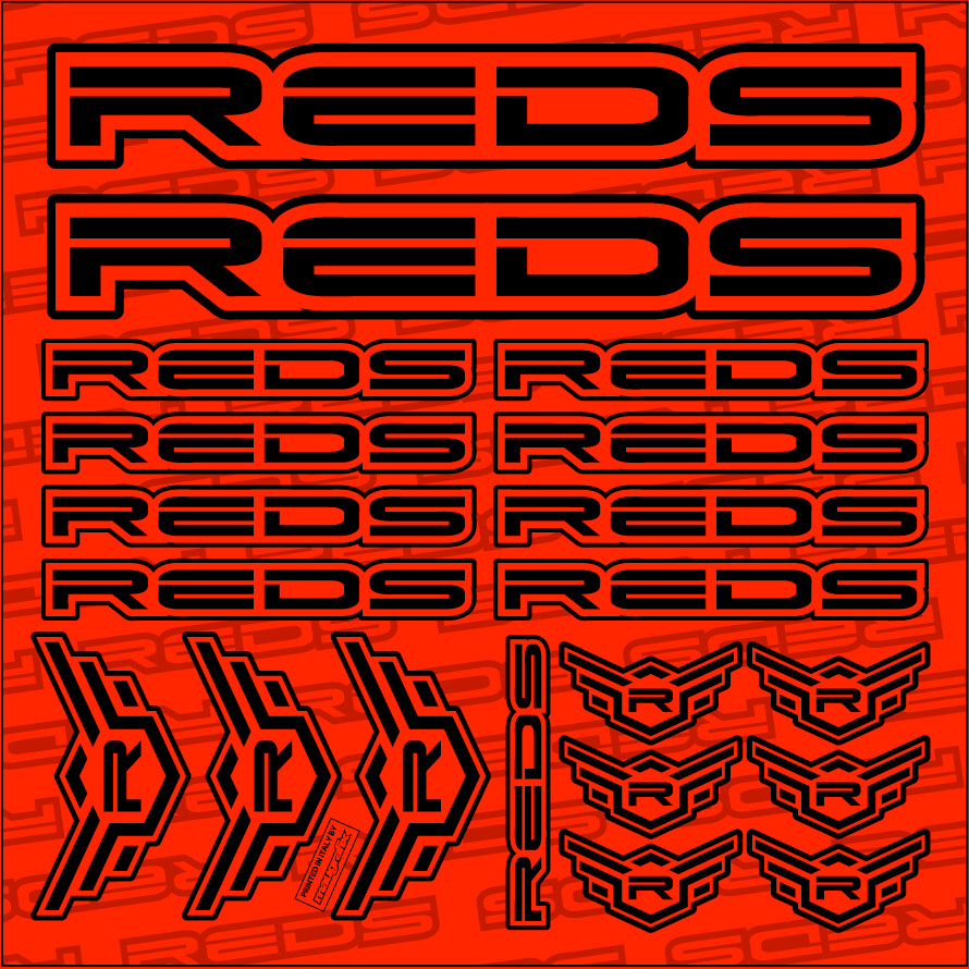 STICKER SHEET REDS 150x150 mm, RED FLUO / BLACK 2022