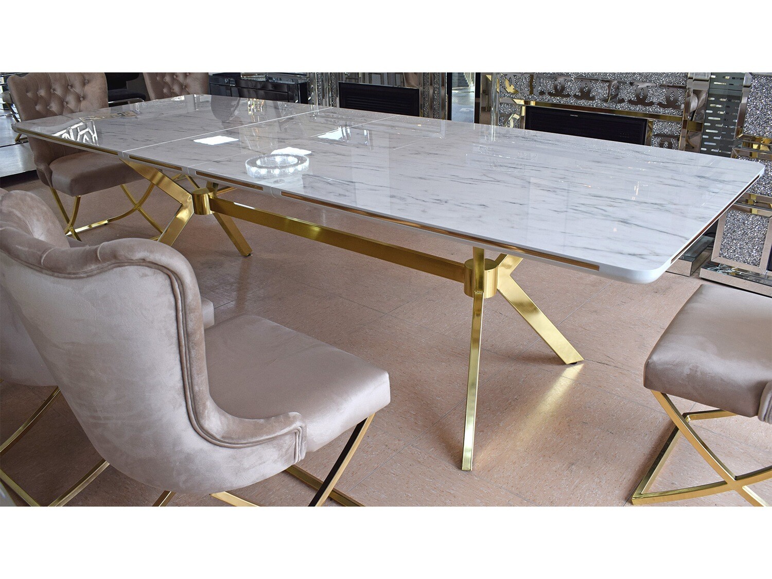 Wunderschoene Esstisch Ausziehbar Weiss Gold Bildernie3481