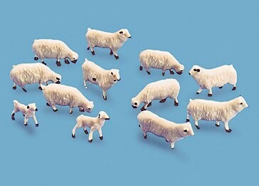 Modelscene by Peco 5110 Sheep and Lambs Figures 12pcs OO/HO Gauge OO/HO ...