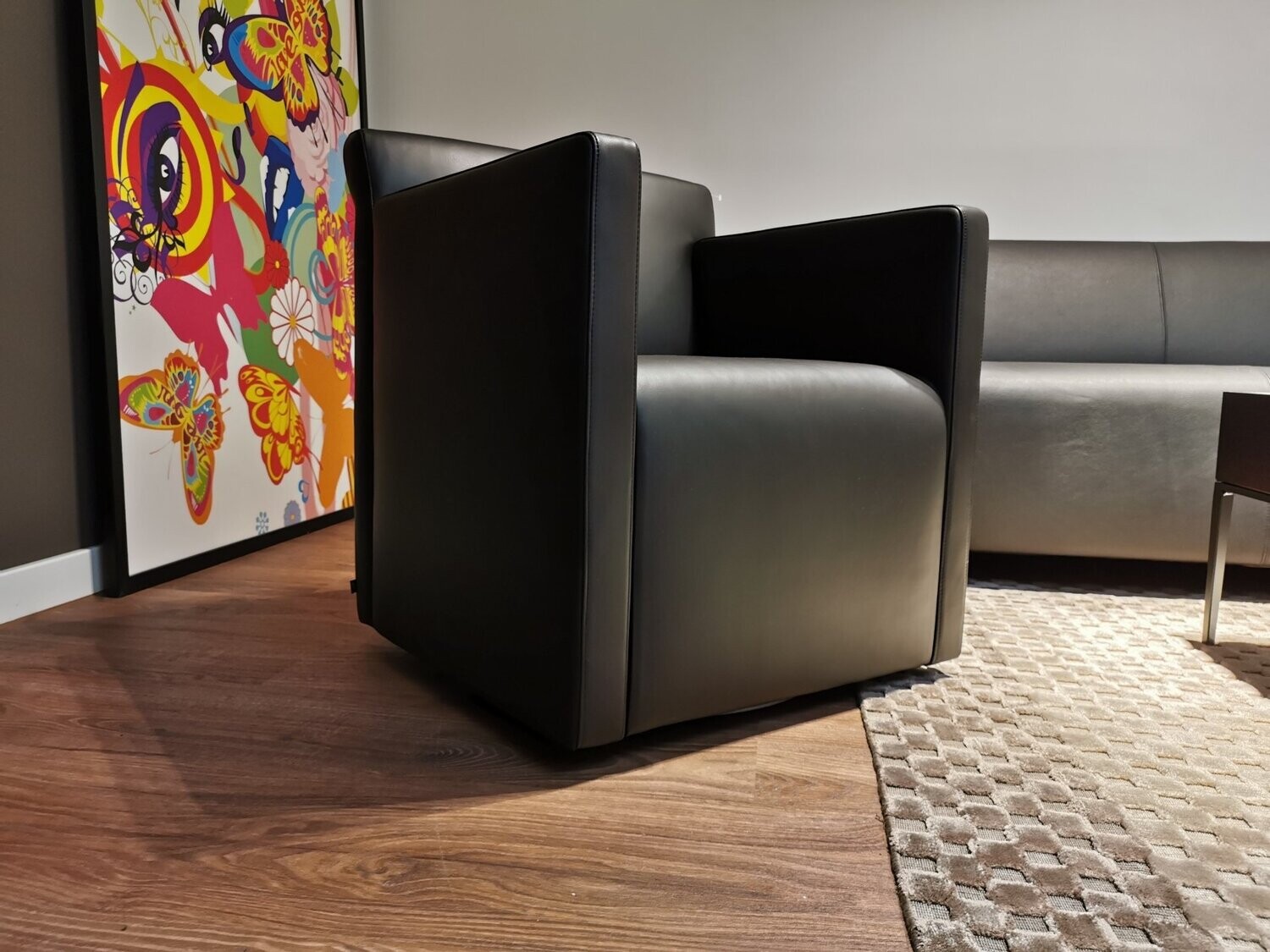 Cor Quant Sessel in Leder Schwarz Drehbar w.Neu!