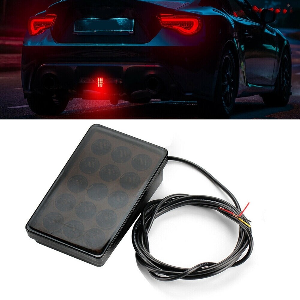 F1 style LED rectangle smoked black rear flashing brake stop light ...