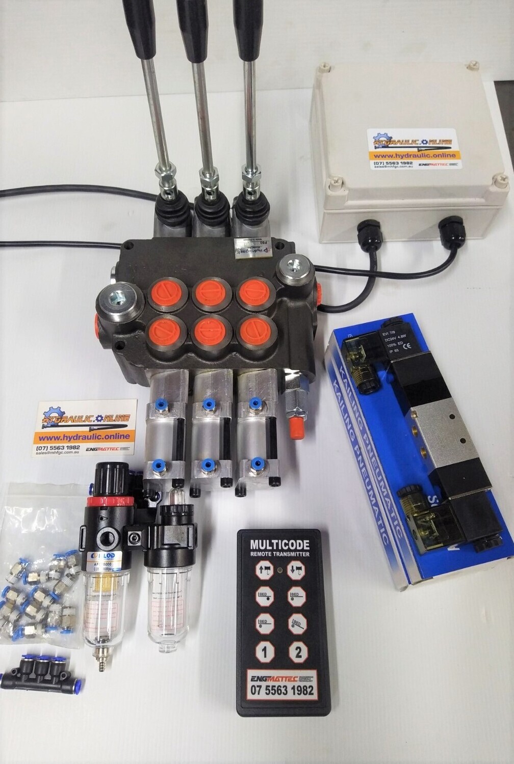 REMOTE CONTROL 3 SPOOL MONOBLOCK VALVE 80LPM - Hydraulic Online - Shop ...